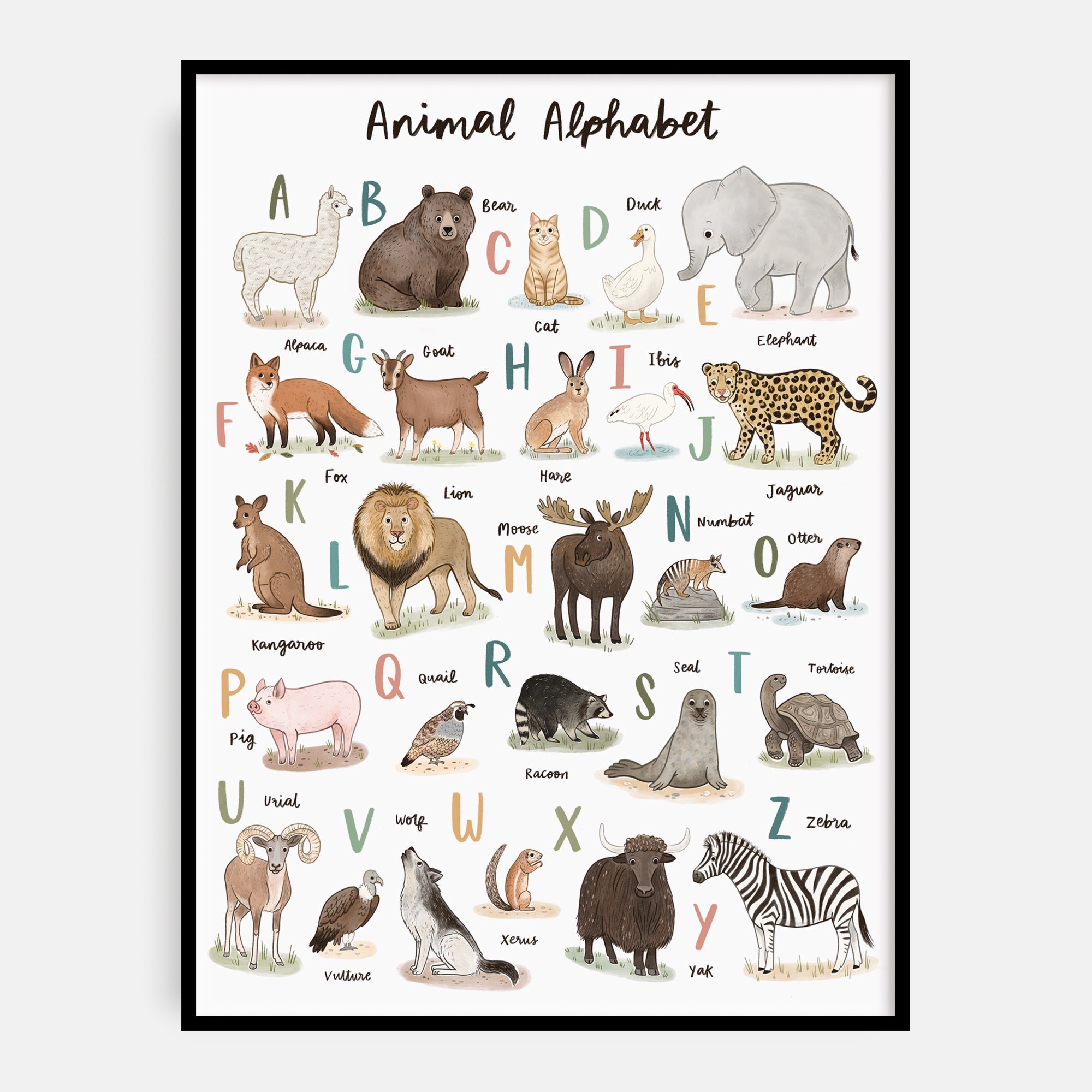 Welsh Animal Alphabet Welsh Art Print – Little Welsh Company