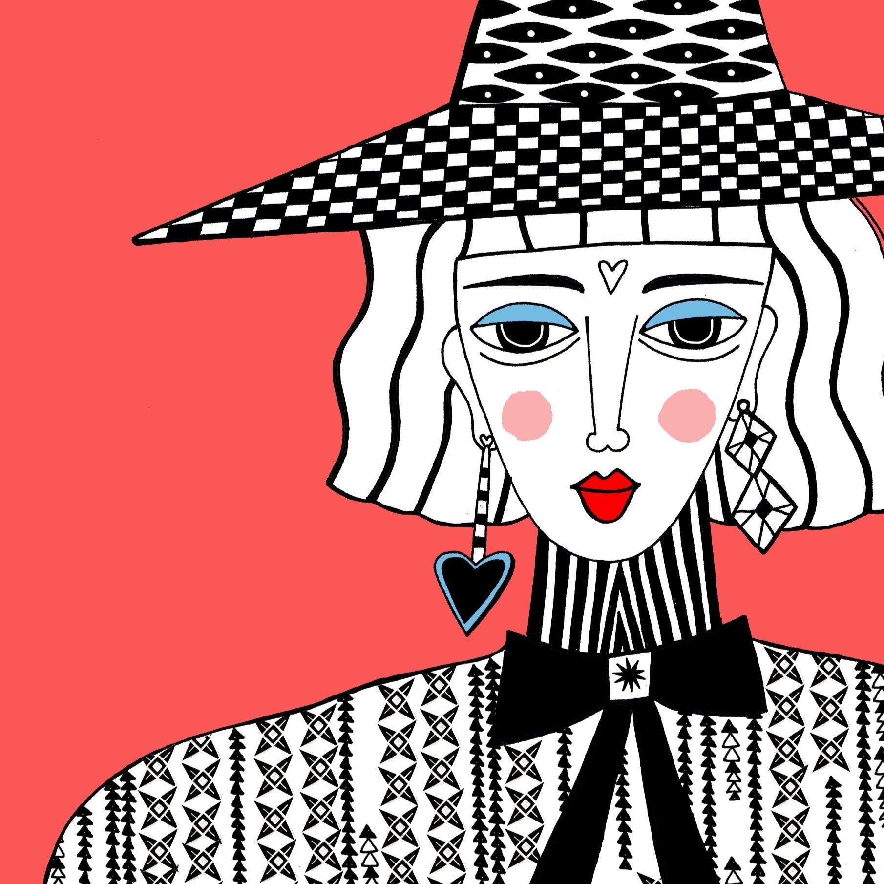 Welsh Lady Art Print In Red - A3 – Little Welsh Company