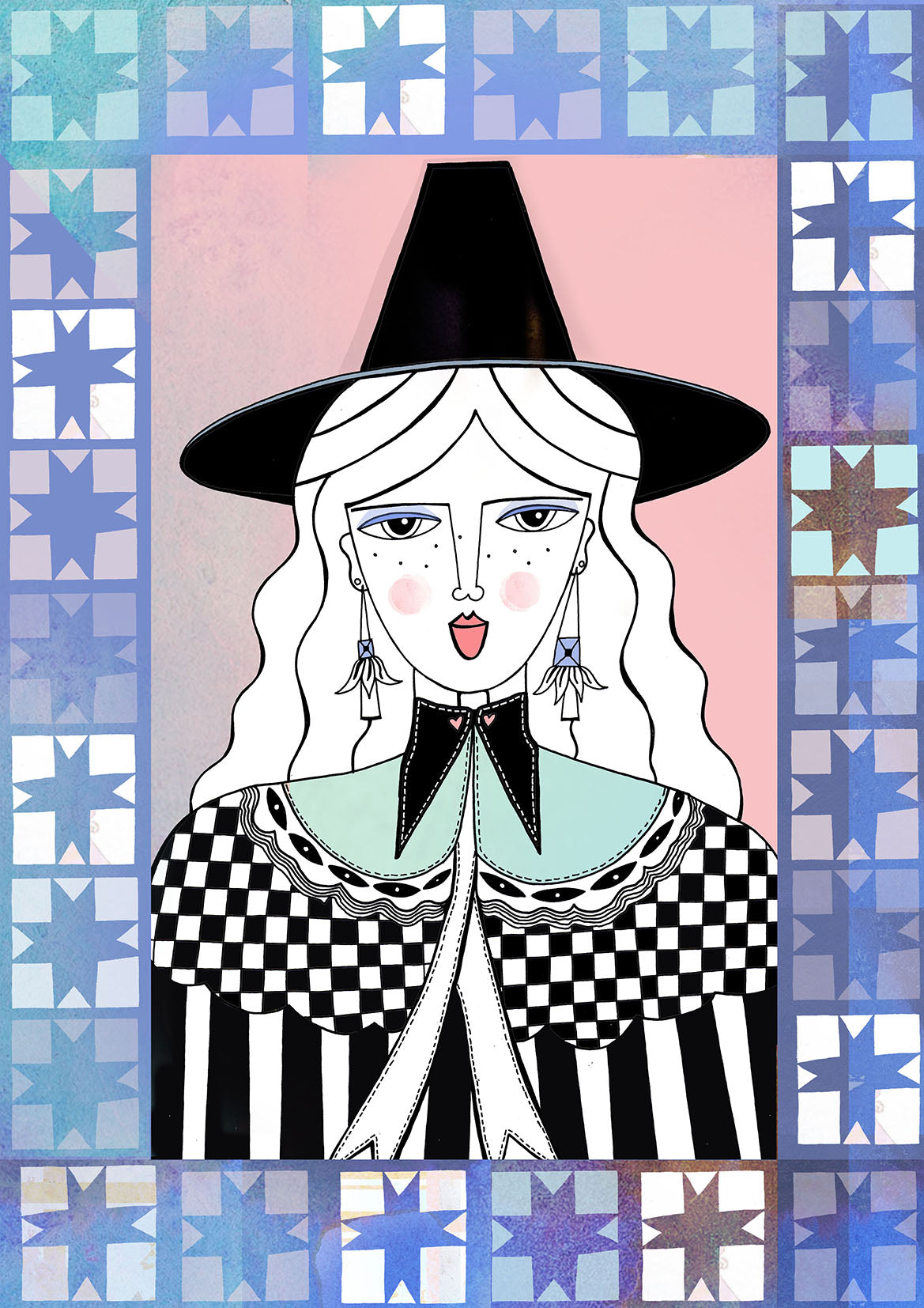 Blue Welsh Lady Art Print By Hannah Davies – Little Welsh Company