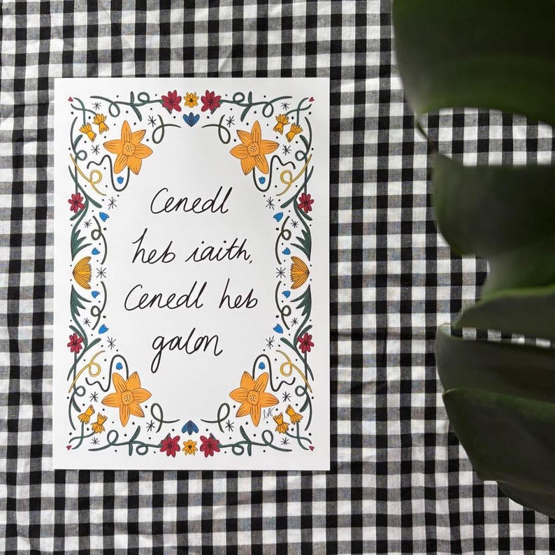 Cenedl Heb Iaith Floral Welsh Print – Little Welsh Company