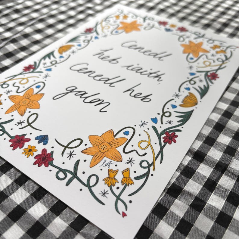 Cenedl Heb Iaith Floral Welsh Print – Little Welsh Company