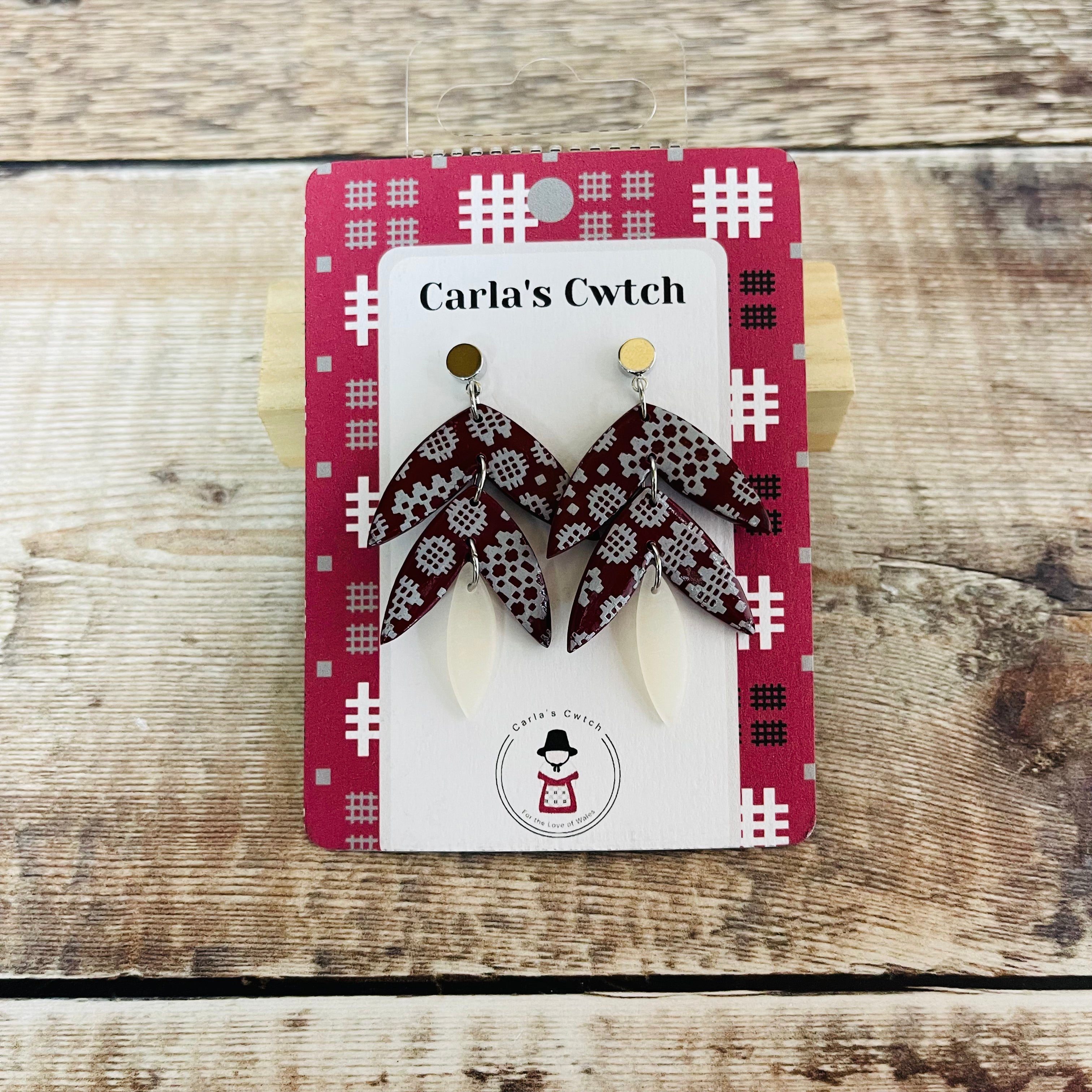 Handmade Maroon Boho Carthen Welsh Tapestry Earrings – Little Welsh Company