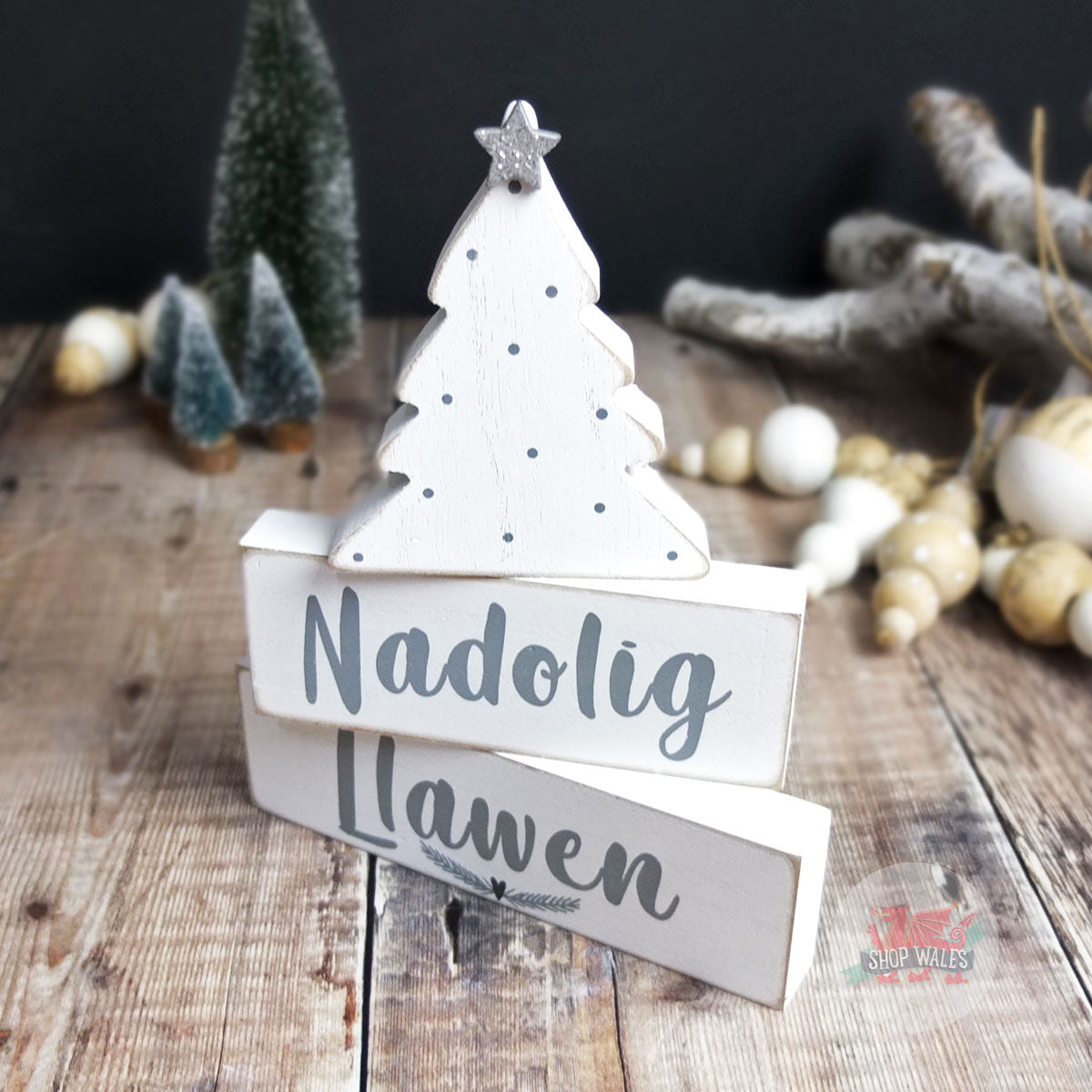 Nadolig Llawen Welsh Tree Block – Little Welsh Company