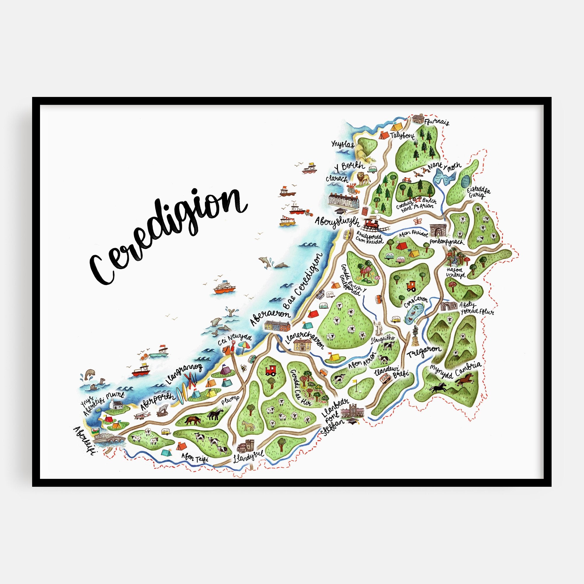 Ceredigion Map Welsh Art Print - Welsh – Little Welsh Company